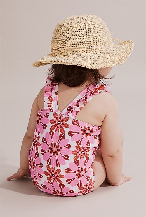 Marshmallow Recycled Nylon Flower Tile Bather - Baby Girls 0-2 ...