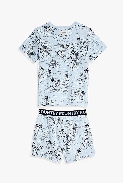Pale Blue Organically Grown Cotton Jungle Map Pyjama Set - Sleepwear ...