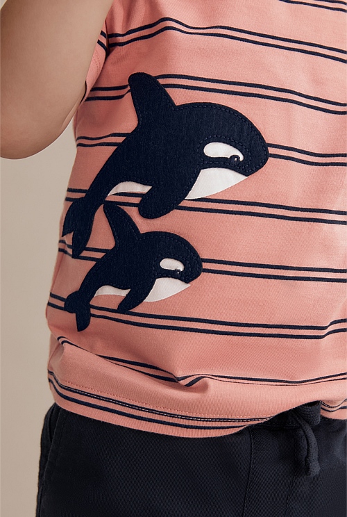 Sunset Organically Grown Cotton Orca Stripe T-Shirt - T-Shirts ...