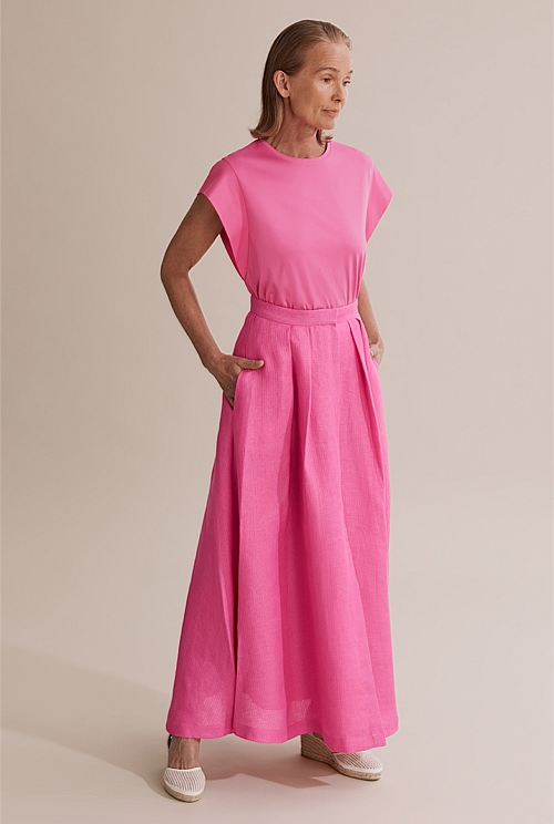 Hot Pink Mercerised Extended T-Shirt - T-Shirts & Tops | Country Road