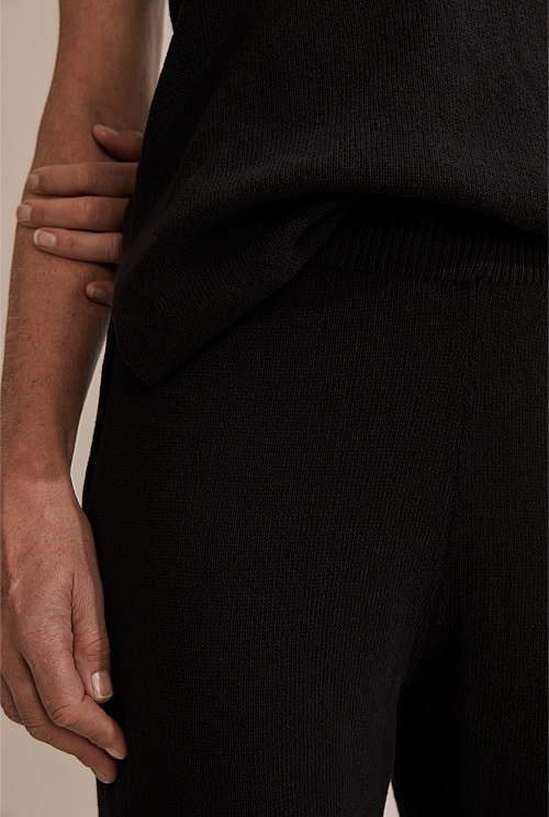 Black Knit Full Pant - Knitwear | Country Road