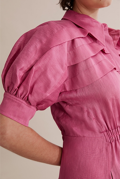 Grape Pleat Detail Midi Dress - Dresses | Country Road