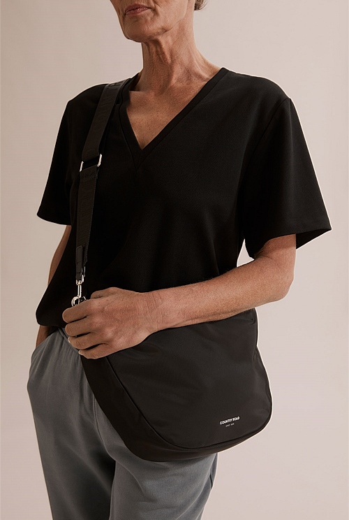 Black Recycled Polyester CR Zip Sling Bag - Bags | Country Road