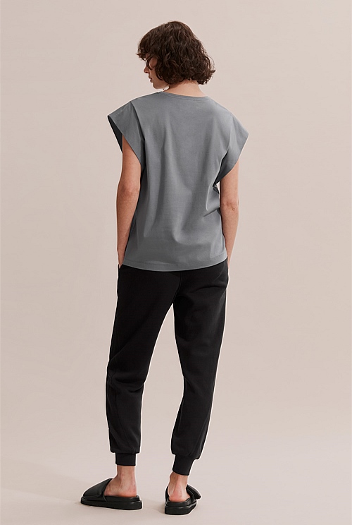Slate Mercerised Extended T-Shirt - T-Shirts & Tops | Country Road
