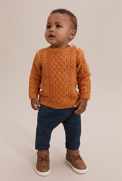 Maple Organically Grown Cotton Cable Crew Knit - Knitwear | Country Road