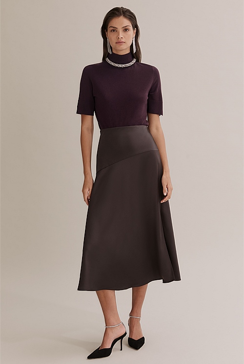 Plum Basque Detail Skirt - Skirts | Country Road