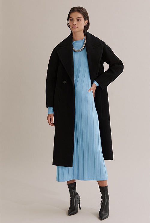 Palace Blue Self Stripe Rib Dress - Dresses | Country Road