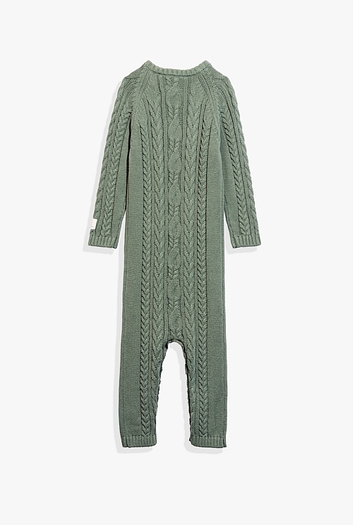 Sage Cable Knit Jumpsuit - Natural Fibres | Country Road
