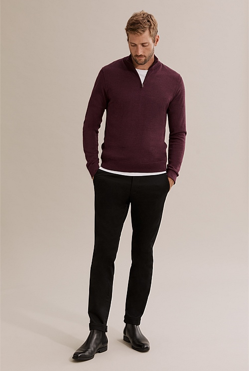 Aubergine Verified Australian Merino Half Zip Knit - Knitwear | Country ...