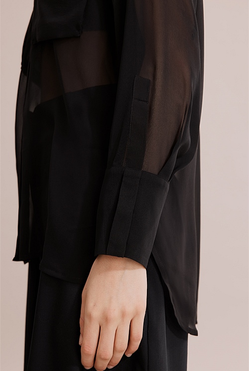 Black Silk Georgette Shirt - Shirts | Country Road