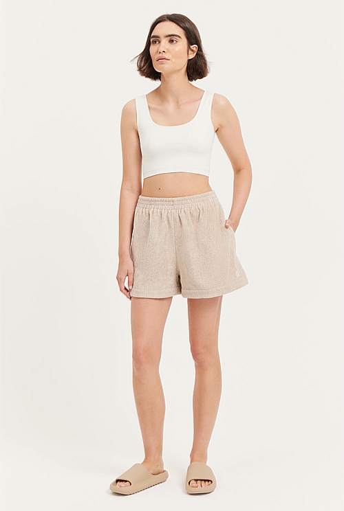 Sand Australian Cotton Terry Short - Natural Fibres | Country Road