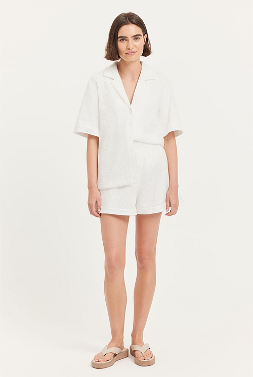 Antique White Australian Cotton Terry Shirt - Natural Fibres | Country Road