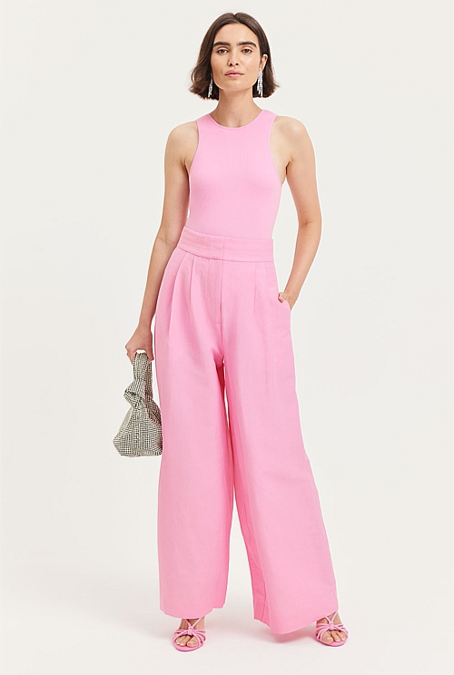 Vibrant Pink Pleat Front Pant - Pants | Country Road