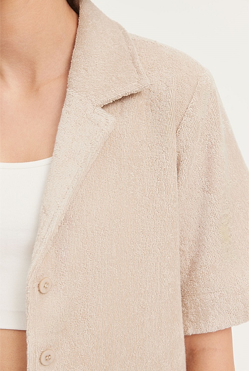 Sand Australian Cotton Terry Shirt - Natural Fibres | Country Road