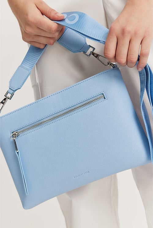 Soft Blue Branded Zip Crossbody Bag - Bags | Country Road