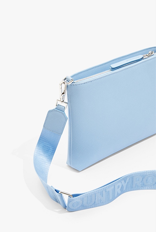 Soft Blue Branded Zip Crossbody Bag - Bags | Country Road