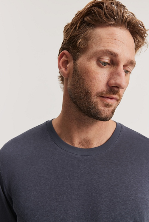 Navy Hemp Blend T-Shirt - T-Shirts | Country Road