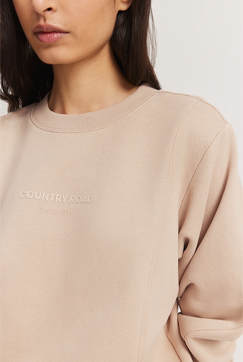 Light Camel Towards Circularity - Recycled Cotton Seam Detail Sweat ...