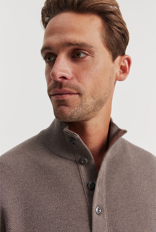 Pumice Australian Cotton Mock Neck Knit - Natural Fibres | Country Road