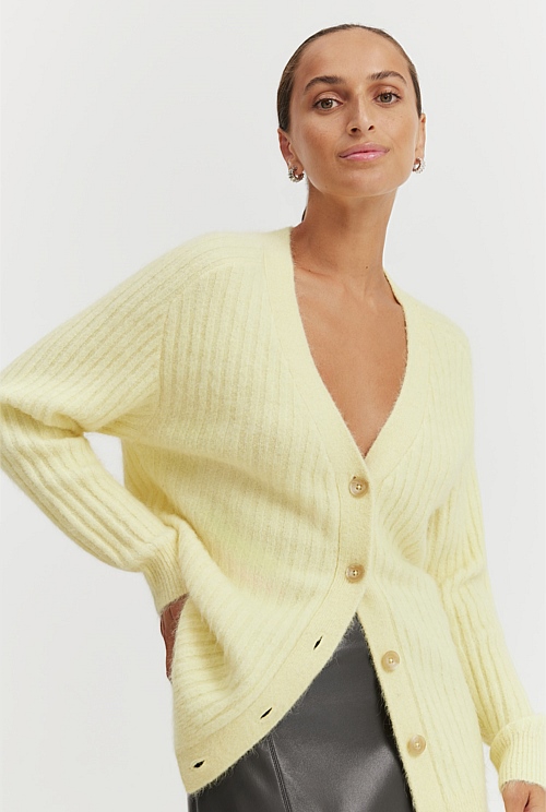 Zest Ribbed Fluffy Cardigan - Knitwear | Country Road