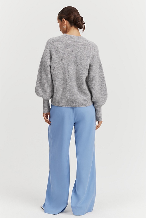 Soft Silver Marle Brushed Crop Cardigan - Knitwear | Country Road