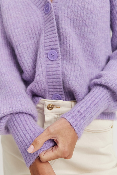 Violet Marle Brushed Crop Cardigan - Knitwear | Country Road