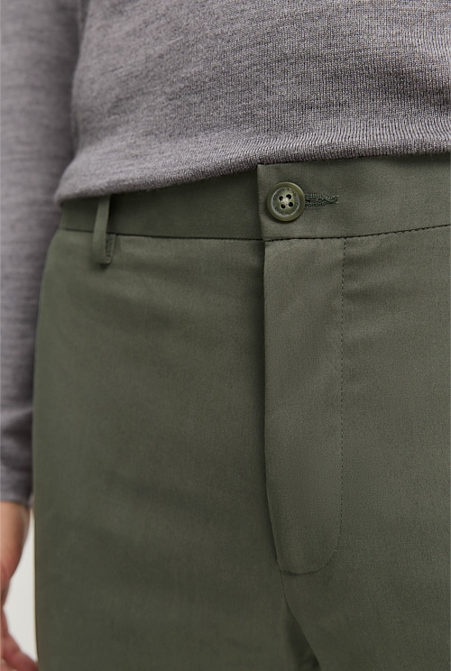 Khaki Slim Fit Cotton Stretch Pant - Pants | Country Road