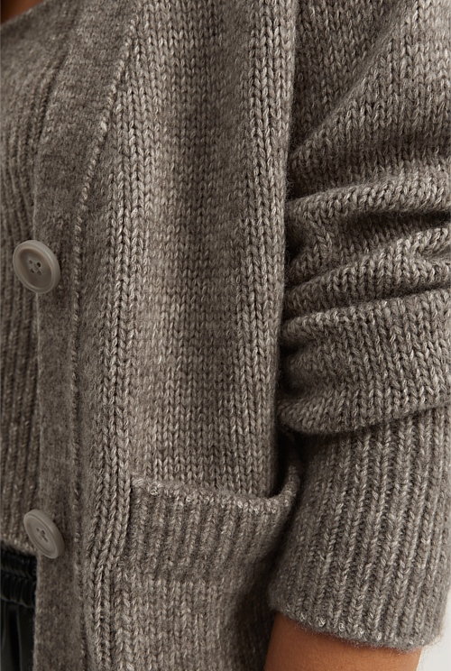 Charcoal Marle Crop Cardigan - Knitwear | Country Road