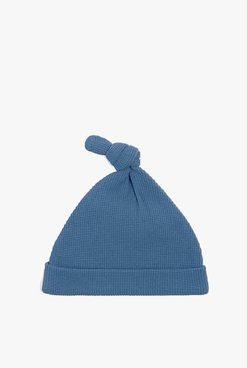 Faded Blue Unisex Organically Grown Cotton Waffle Beanie - Accessories ...