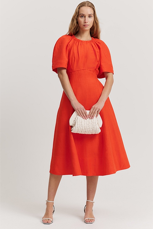 Sangria Gathered Neckline Midi Dress - Dresses | Country Road