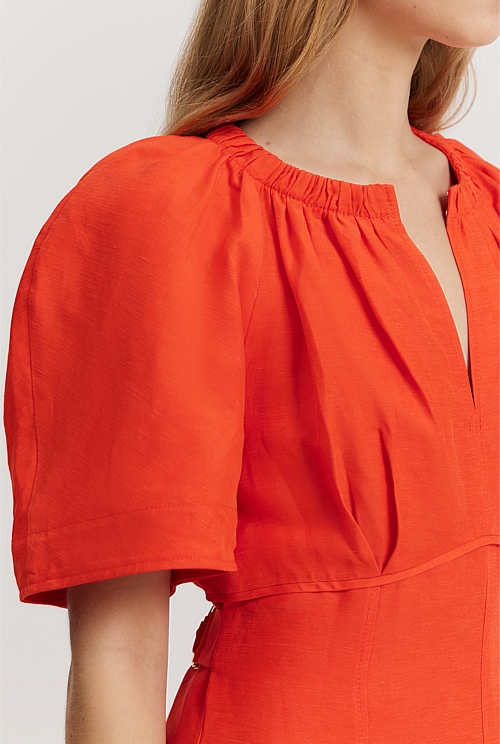 Sangria Gathered Neckline Midi Dress - Dresses | Country Road