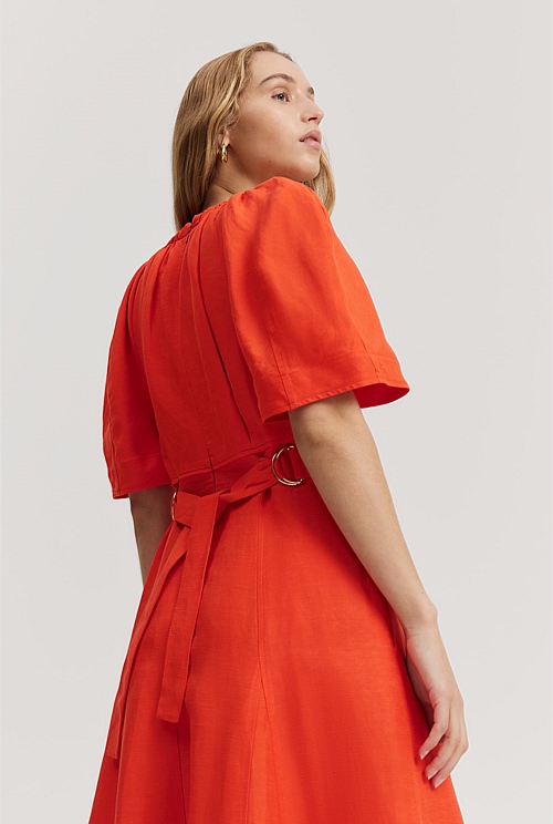 Sangria Gathered Neckline Midi Dress - Dresses | Country Road