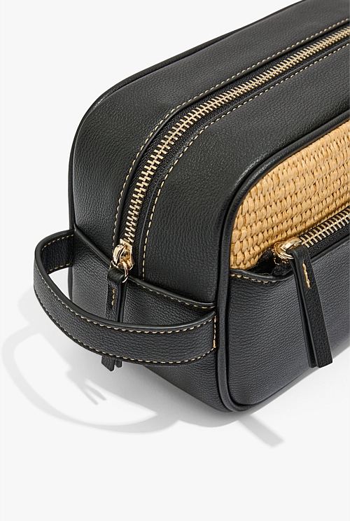 Black Large Woven Cosmetic Case - Bags | Country Road