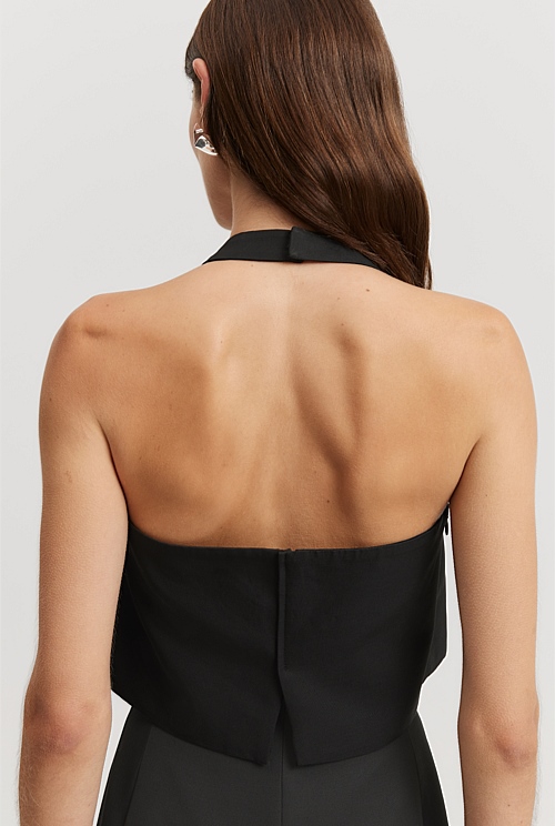 Black Panelled Halter Top - T-Shirts & Tops | Country Road