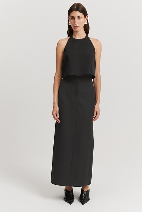 Black Panelled Halter Top - T-Shirts & Tops | Country Road