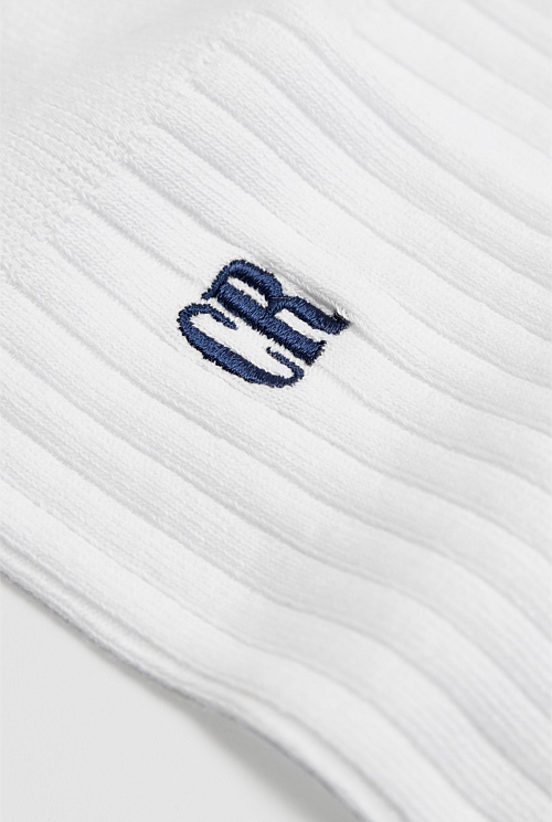 White Australian Cotton Blend Country Road Ribbed Crew Sock ...