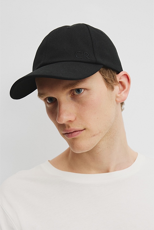 Black Australian Cotton CR Classic Logo Cap - Hats & Scarves | Country Road