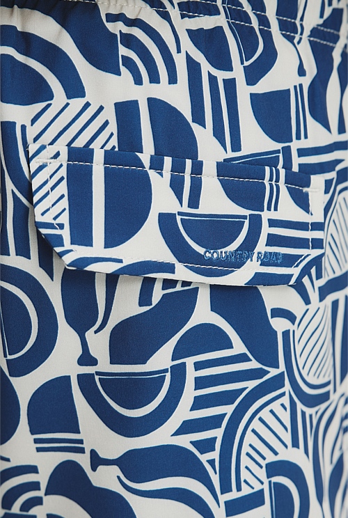 Ultra Marine Recycled Polyester Blend Abstract Print Swim Short ...