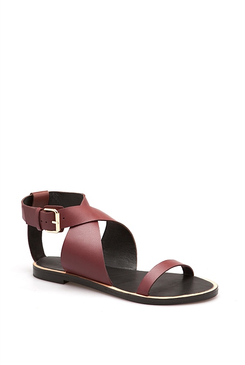 Burgundy Clara Flat Sandal - Sandals & Thongs | Country Road