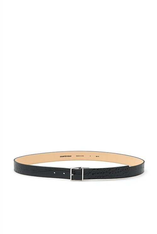 Black Carbon Fine Detail Belt - Belts | Country Road