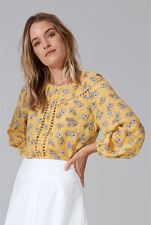 Gold Ditsy Floral Blouse - Shirts | Country Road