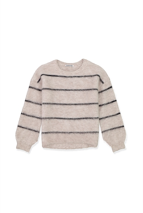 Oatmeal Brushed Wool Stripe Sweater - Knitwear | Country Road