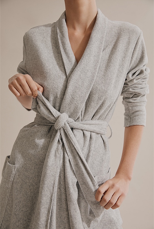 Light Grey Marle Jersey Robe - Sleepwear | Country Road