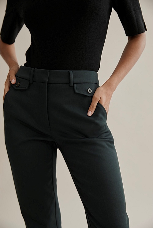 Emerald Double Cloth Slim Pant - Pants | Country Road