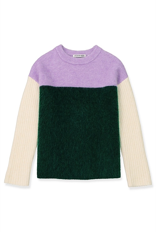 Emerald Colour Block Sweater - Knitwear | Country Road