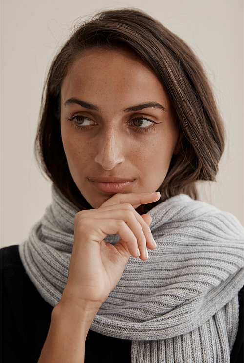 Grey Marle Rib Scarf - Hats, Scarves & Gloves | Country Road