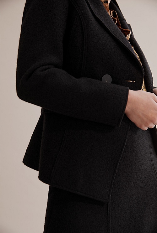 Black Boiled Wool Jacket - Jackets & Coats | Country Road