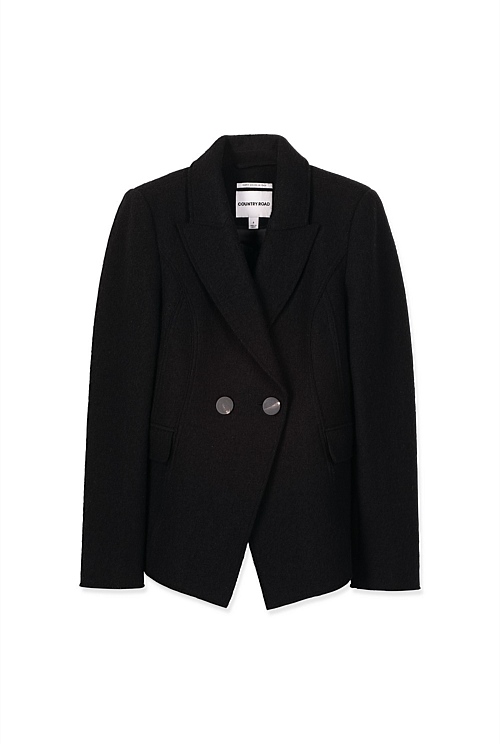 Black Boiled Wool Jacket - Jackets & Coats | Country Road