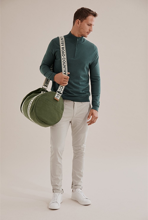Green Traceable Merino Half Zip Knit - Knitwear | Country Road