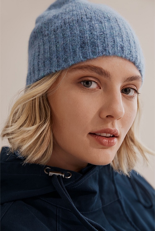 Light Blue Mottled Knit Beanie - Hats, Scarves & Gloves | Country Road